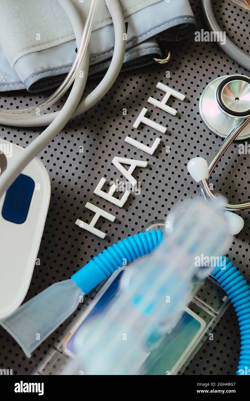Concept image of Health background, health letters and medical ...