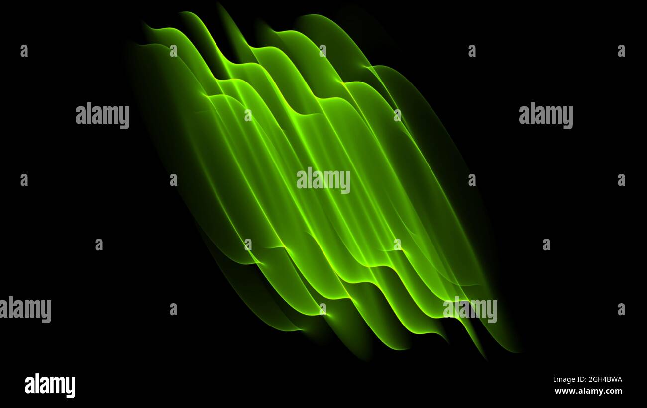 Abstract background 4k green light dark black waves and lines Stock ...
