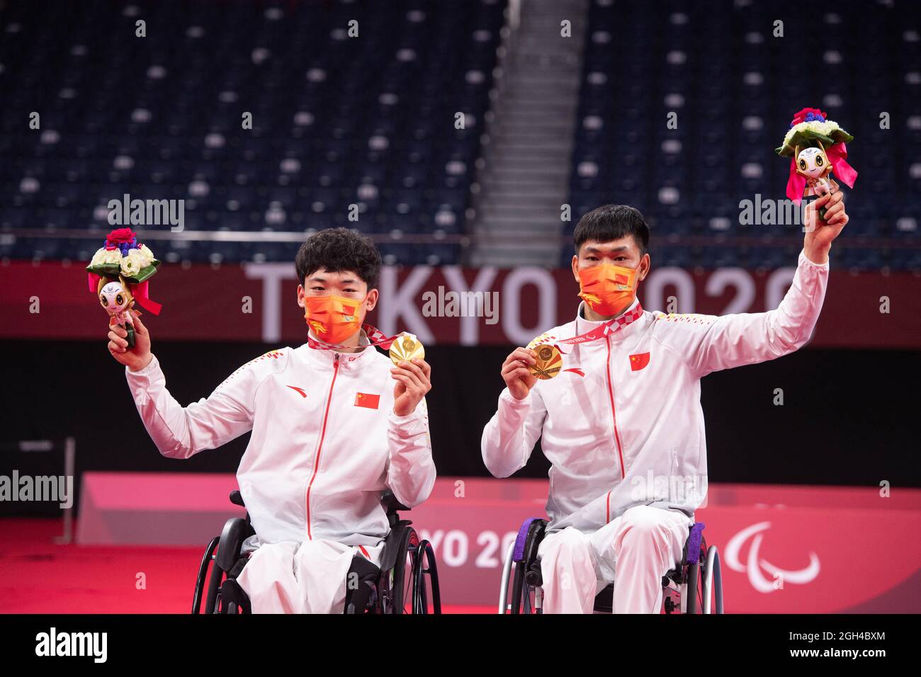 Tokyo, Japan. 5th Sep, 2021. Qu Zimo (L)/Mai Jianpeng of China pose ...