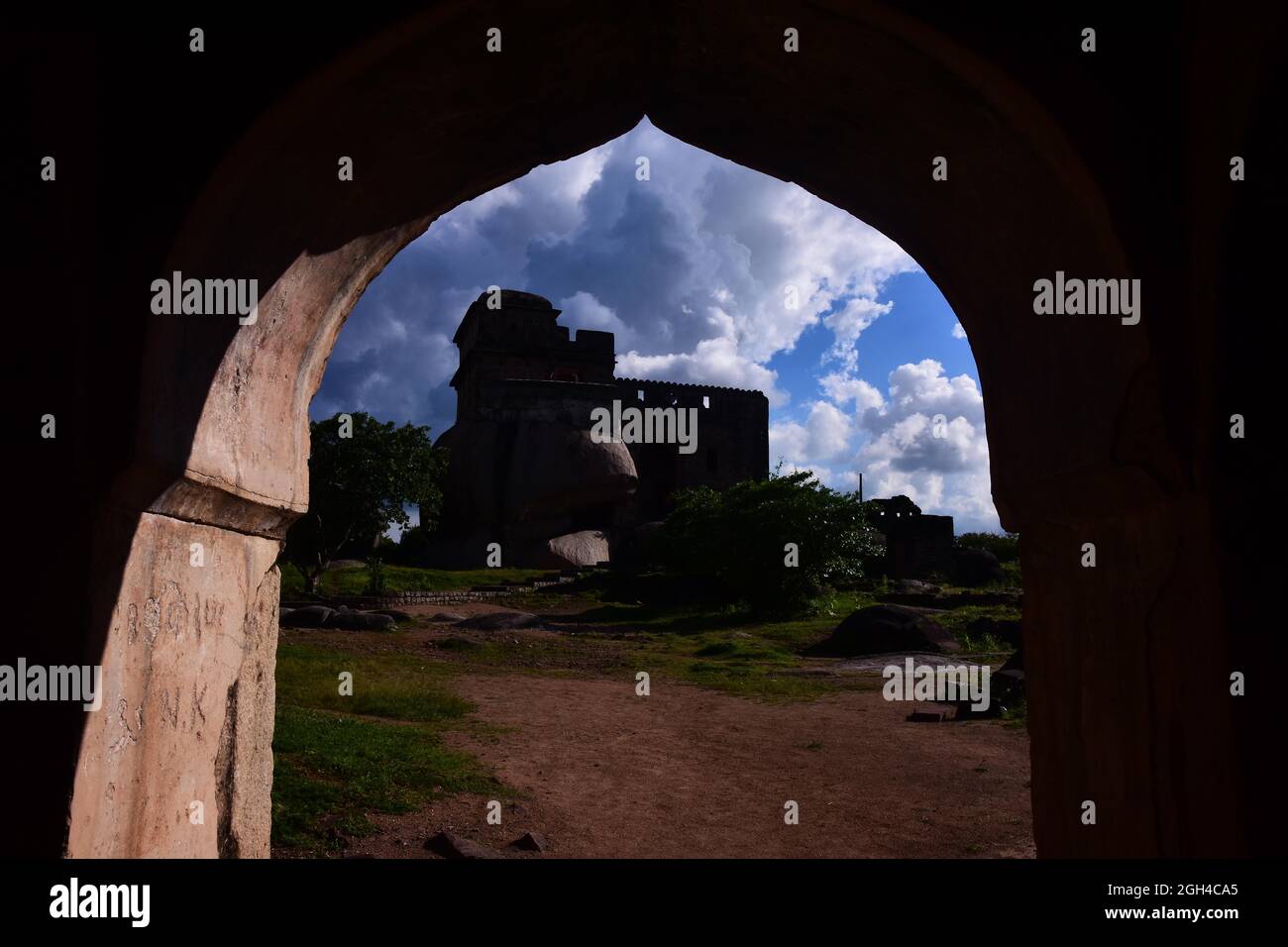 A view of Madan Mahal fort. The famous for the historical Durgavati ...