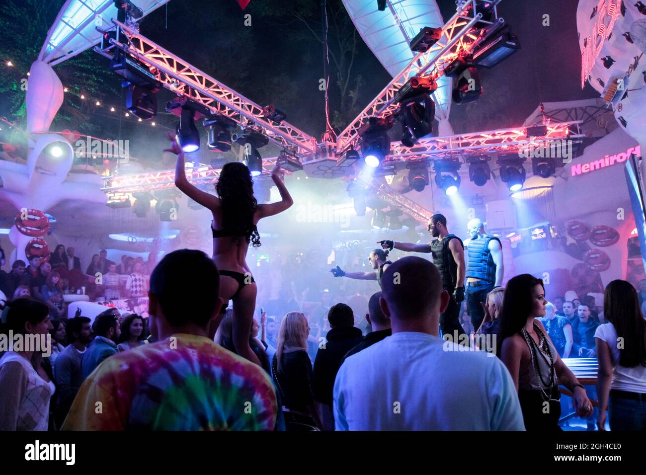 Odessa, Ukraine September 7, 2013: Night club dj party people enjoy of ...