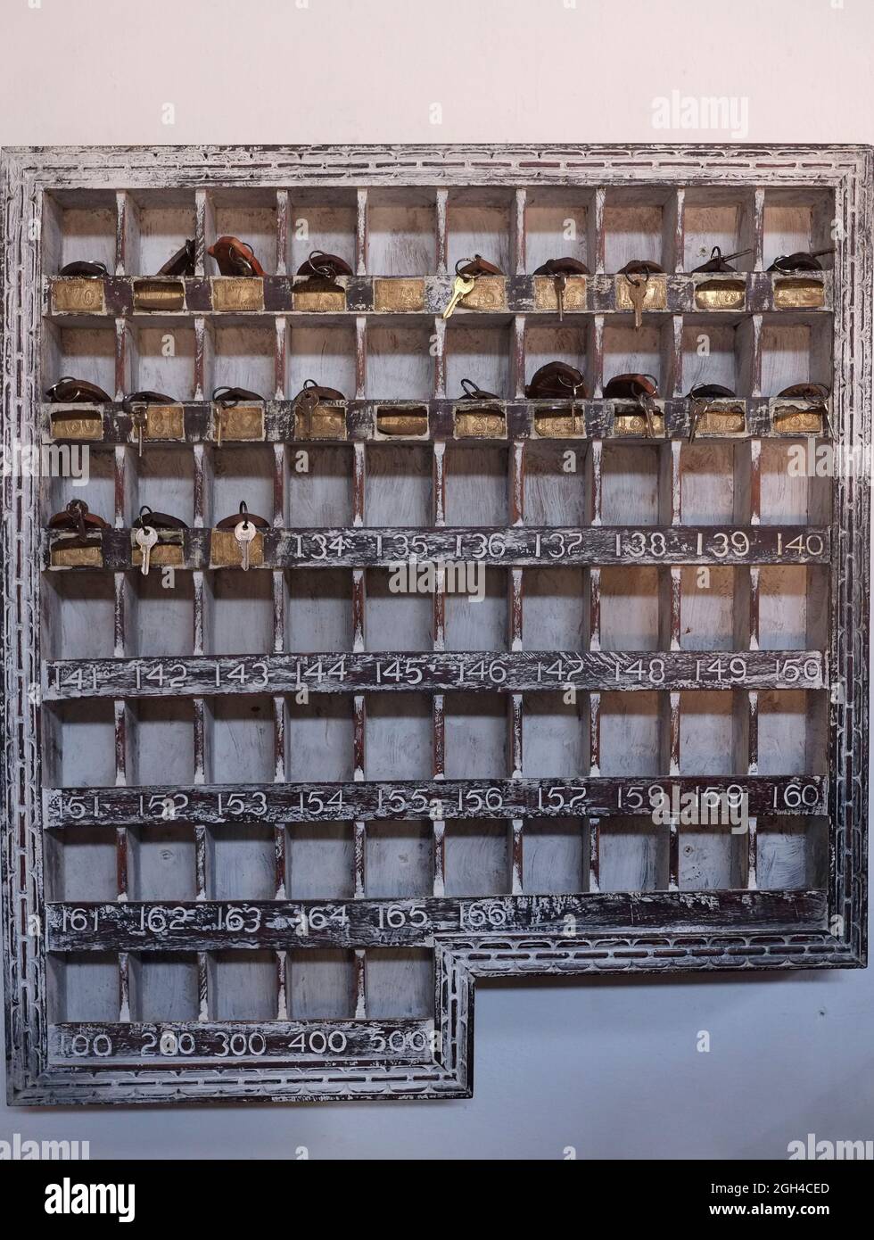Vintage hotel front desk key rack hi-res stock photography and images ...