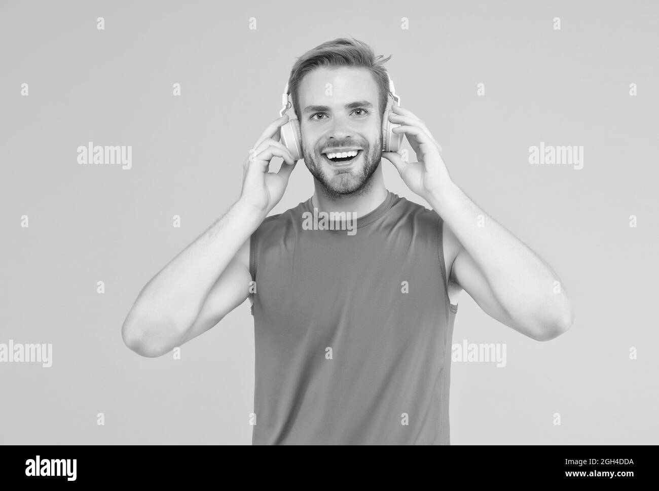 Hearing happiness Black and White Stock Photos & Images - Alamy