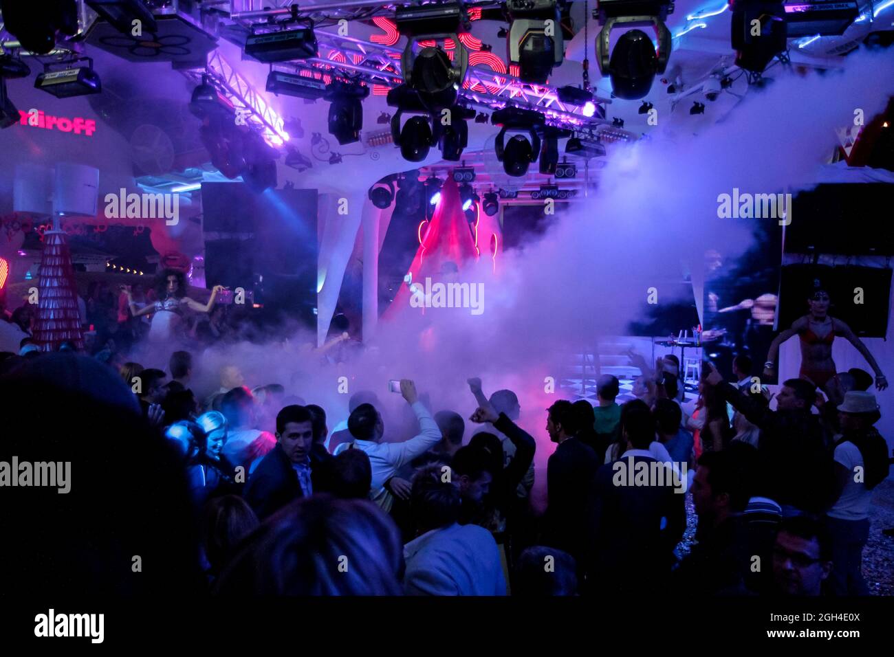 Odessa, Ukraine September 7, 2013: Night club dj party people enjoy of ...