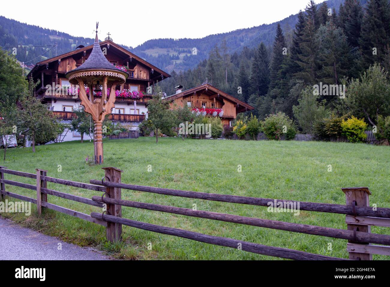 Typical farm House in the Tyrolian Alps in Austria Stock Photo - Alamy