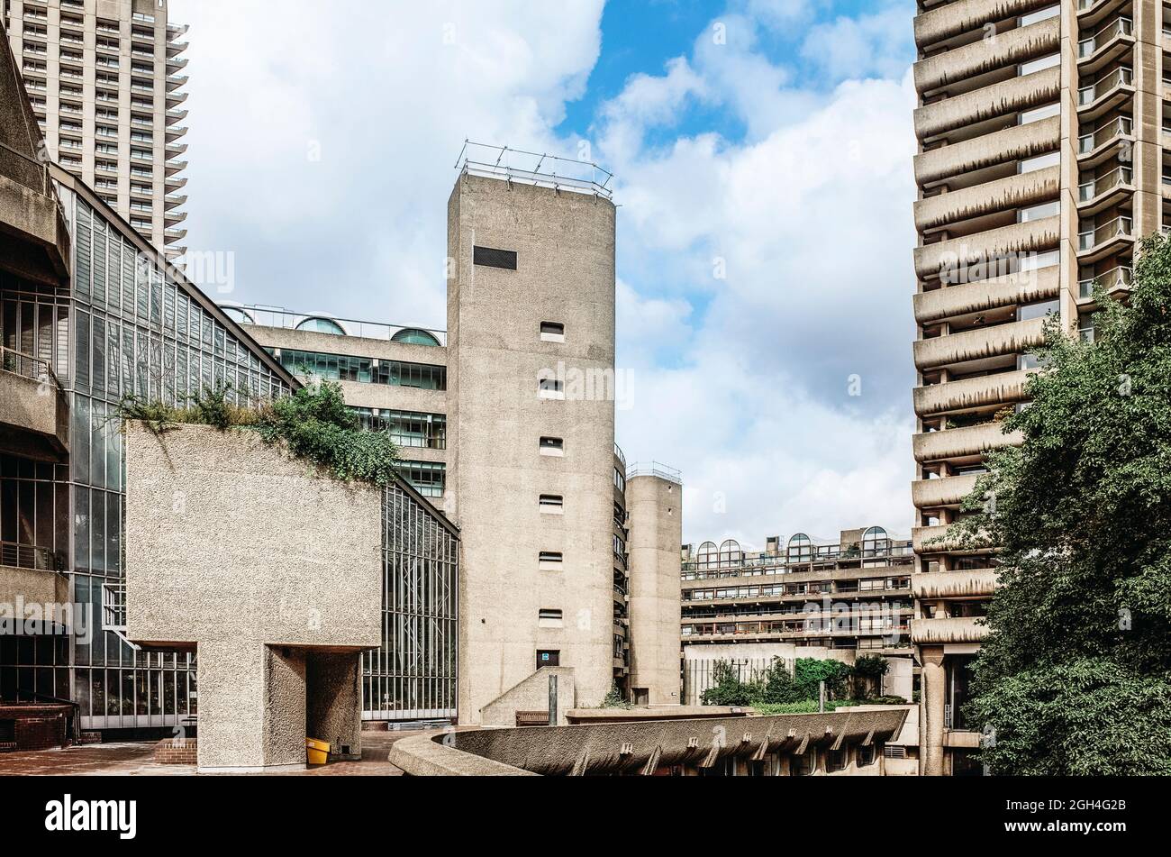 Views of the Barbican Centre brutalist architecture in London EC2 ...