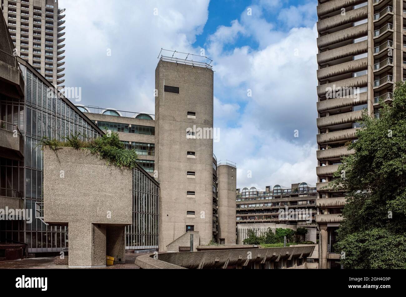 Views of the Barbican Centre brutalist architecture in London EC2 ...