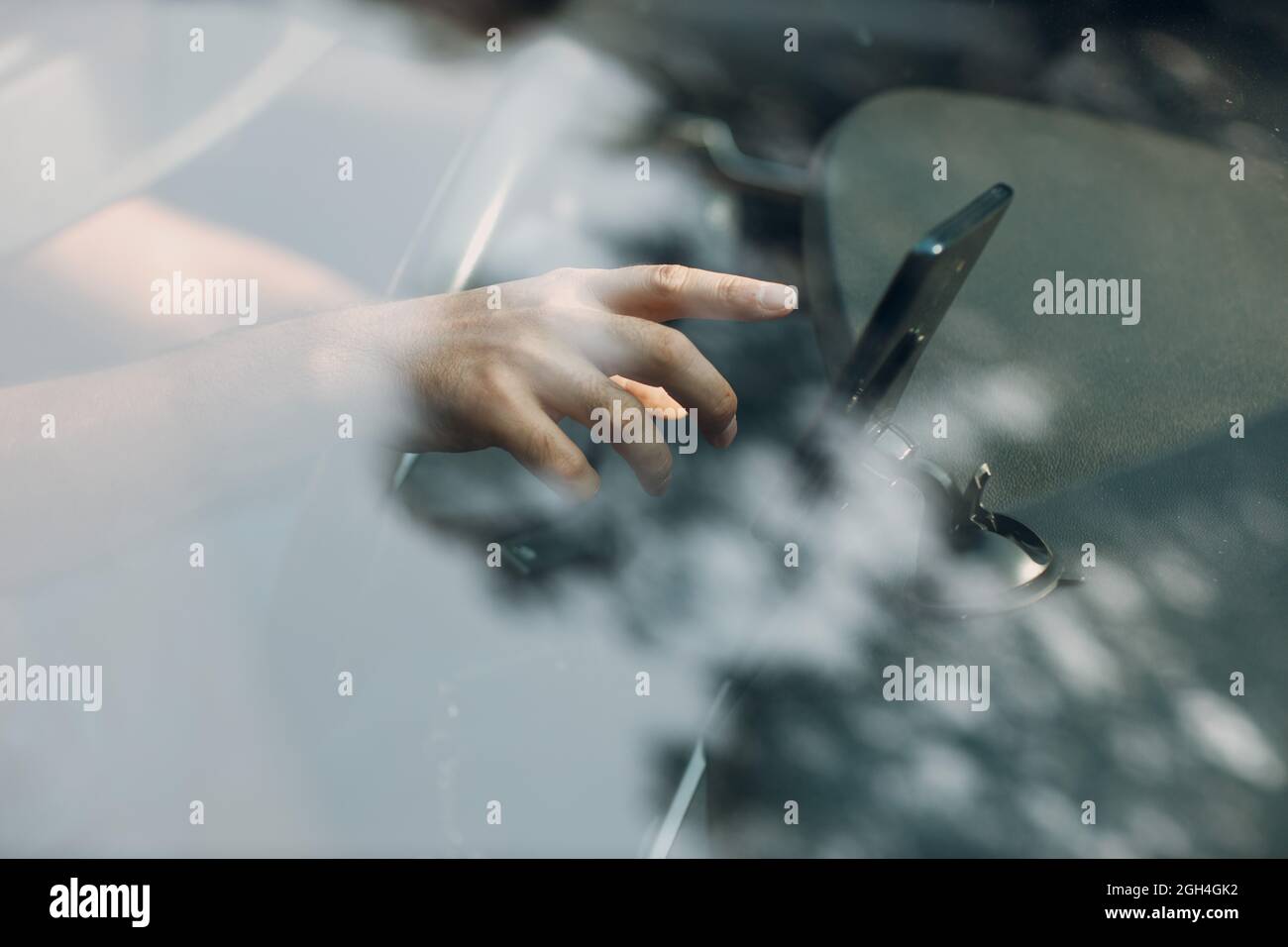 Navigator in car vehicle transportation commuter. Driver man pointing ...