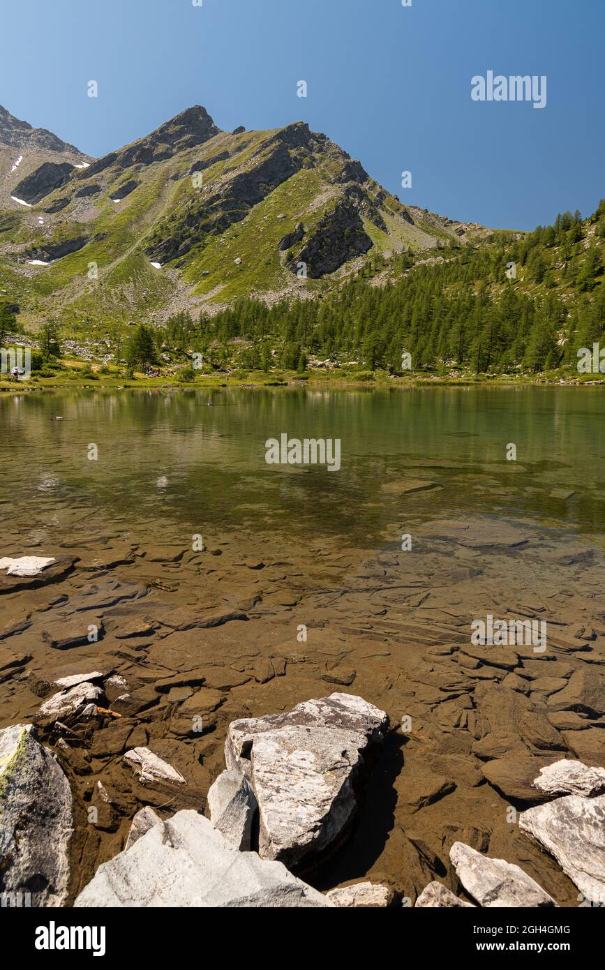 Morgex (Aosta), the wonderful Lake of Arpy, a mirror of water of ...
