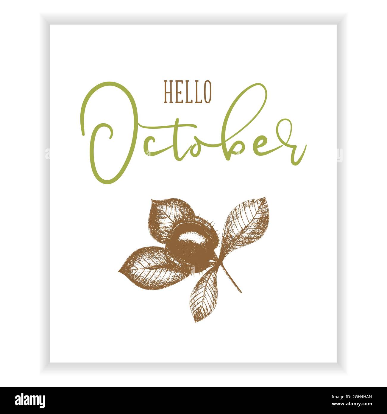 Hello October vector chestnut template hand drawing, design for banner ...