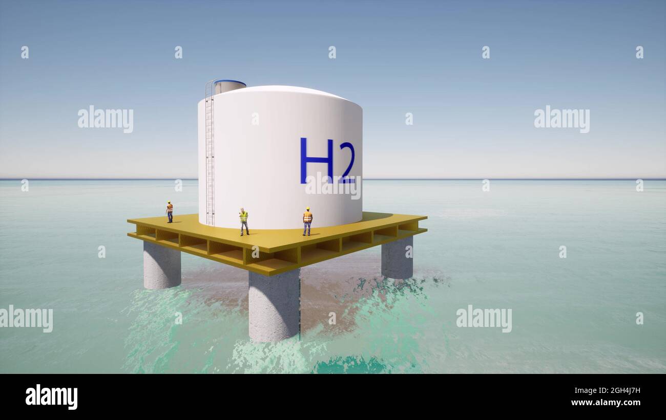 Hydrogen H2 Renewable alternative green eco energy 3d render Stock ...