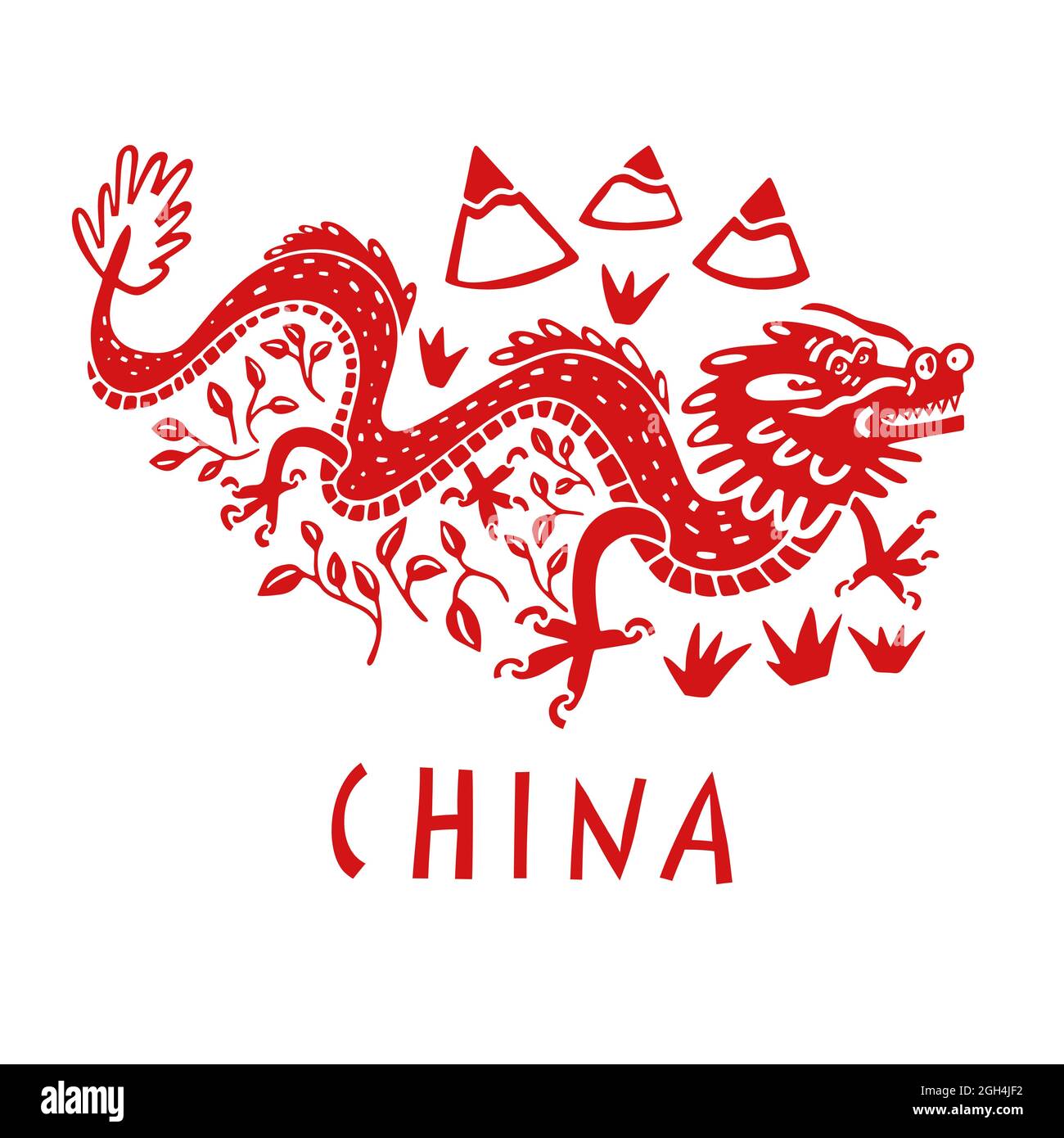 Vector hand drawn landmarl logo of China. Travel picogram. Geography ...