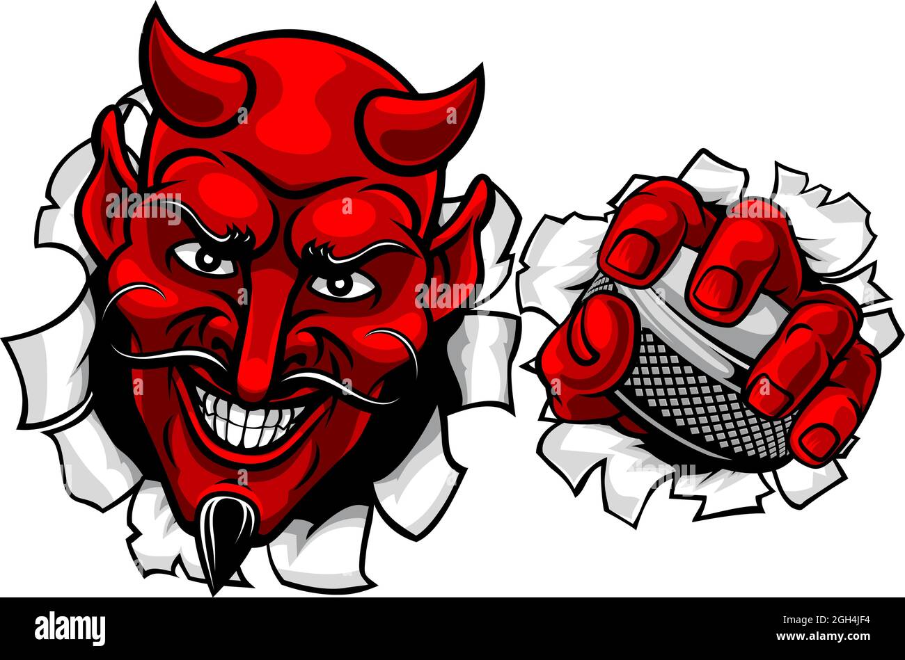 Devil Satan Ice Hockey Sports Mascot Cartoon Stock Vector Image & Art ...