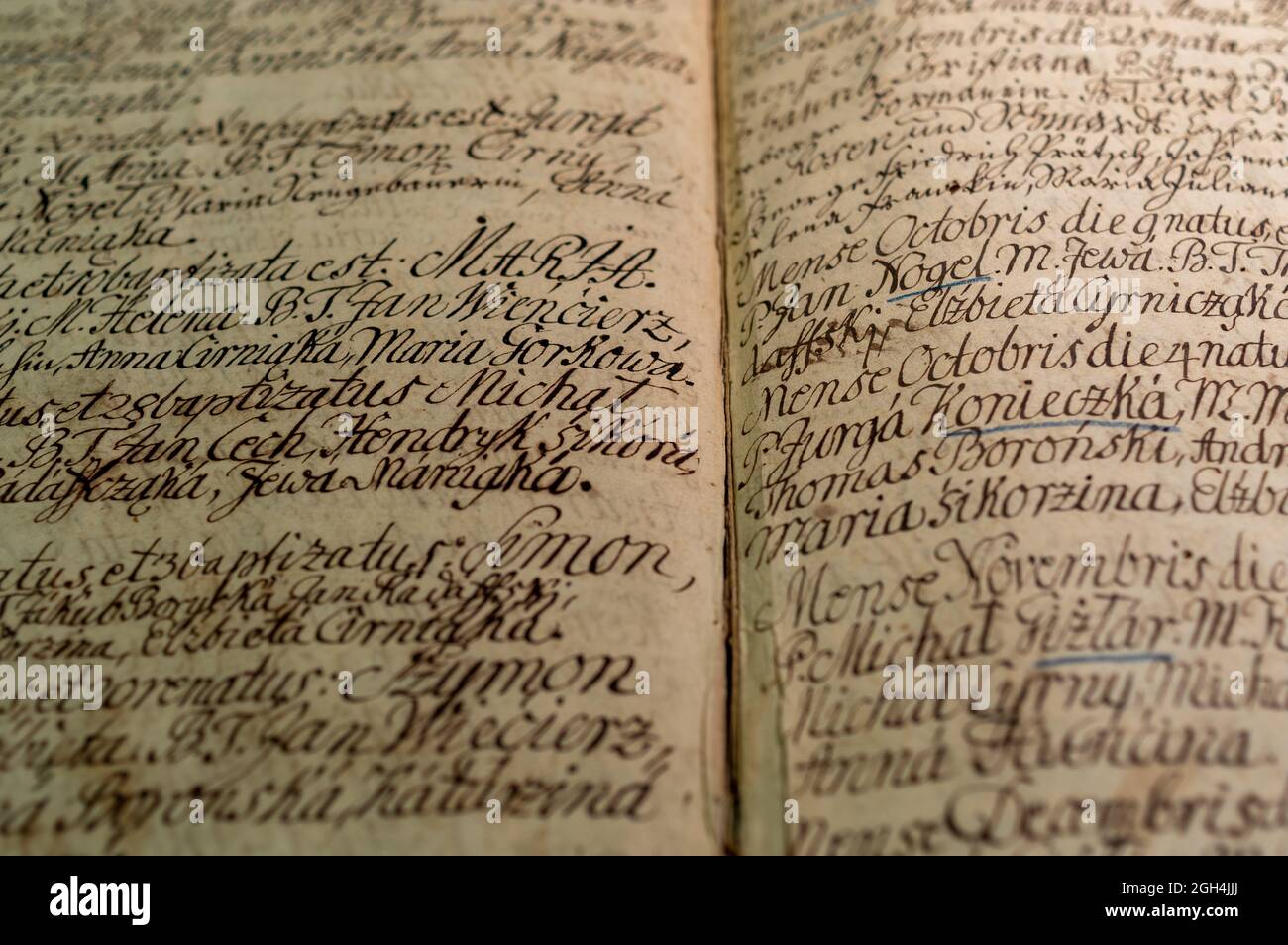 A vintage textbook with a beautifully handwritten text Stock Photo - Alamy