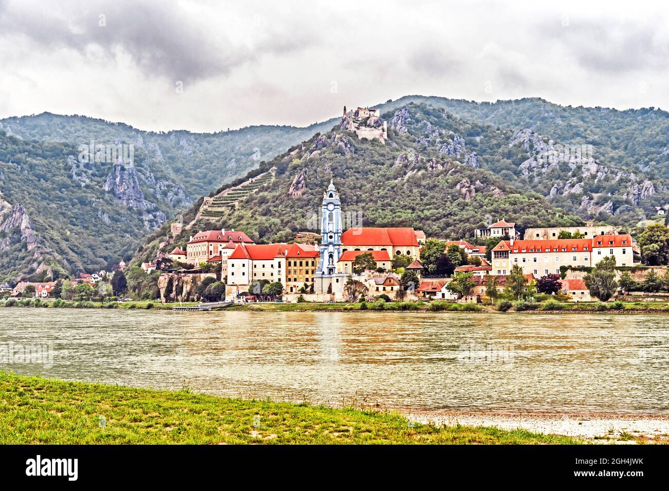 Duernstein on the banks of the danube (Wachau, Austria); Dürnstein an ...