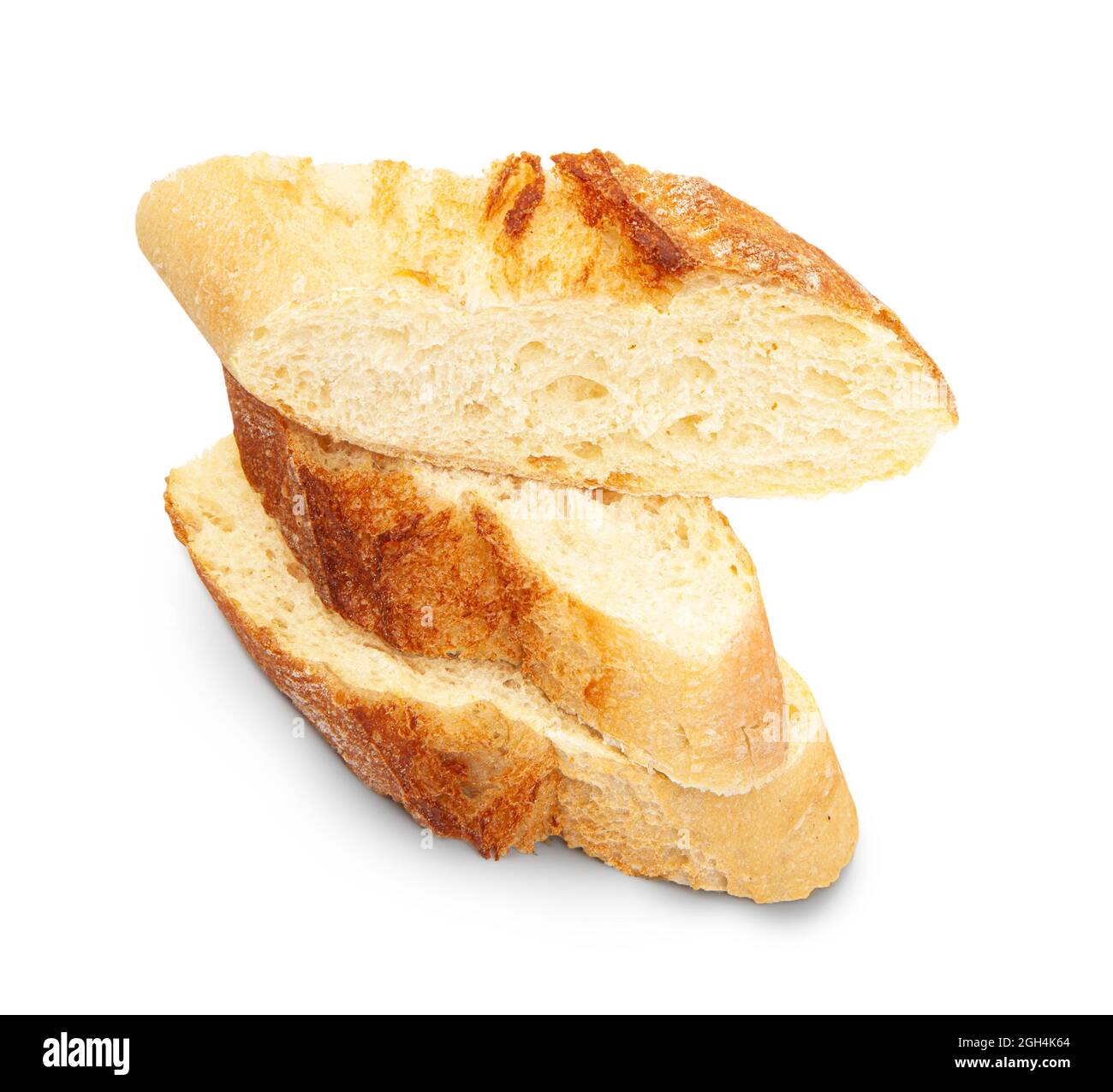 sliced baguette bread path isolated on white background Stock Photo - Alamy