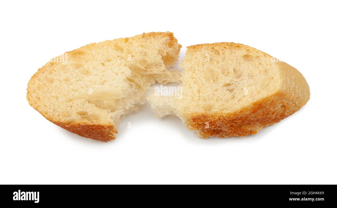 Broken Slice of bread isolated on white background Stock Photo - Alamy