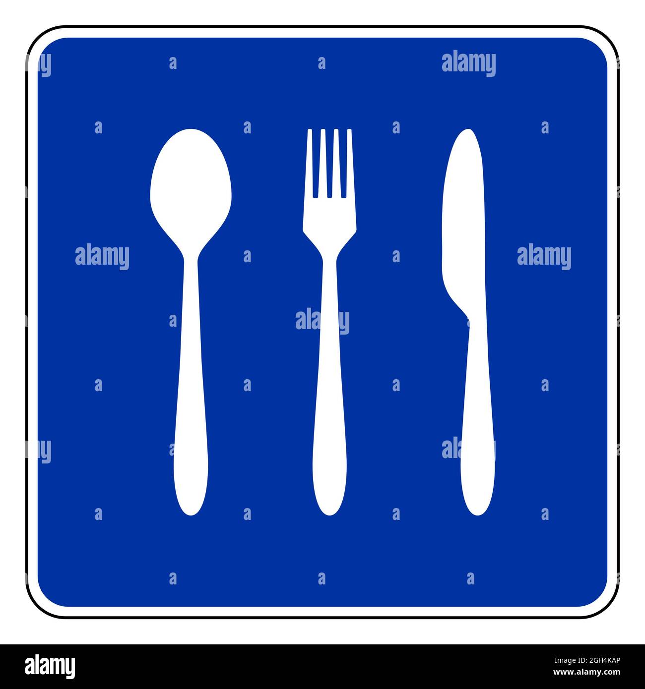 Cutlery and road sign Stock Photo - Alamy
