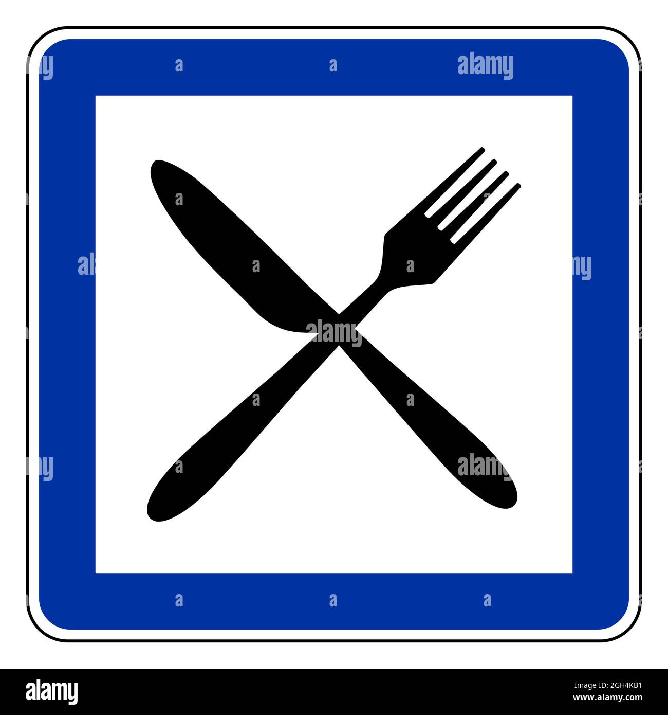 Cutlery and road sign Stock Photo - Alamy