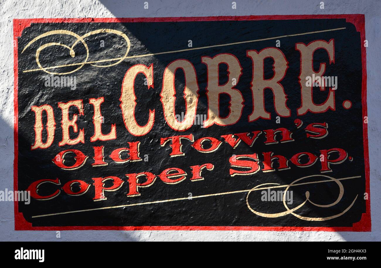 Hand painted vintage antique like sign at the Old Town a Colonial ...