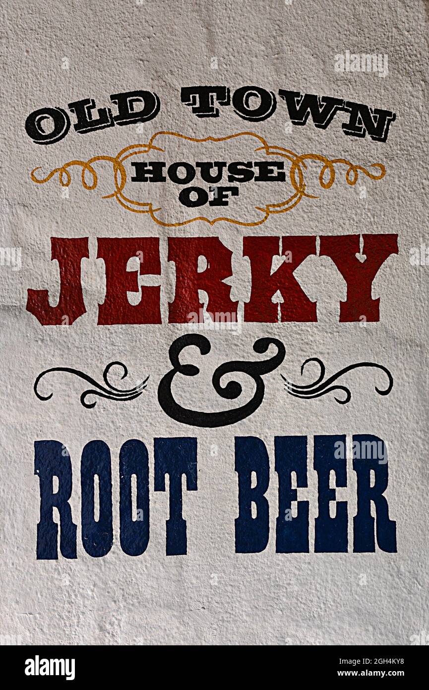 Hand painted vintage antique like sign at the Old Town a Colonial ...