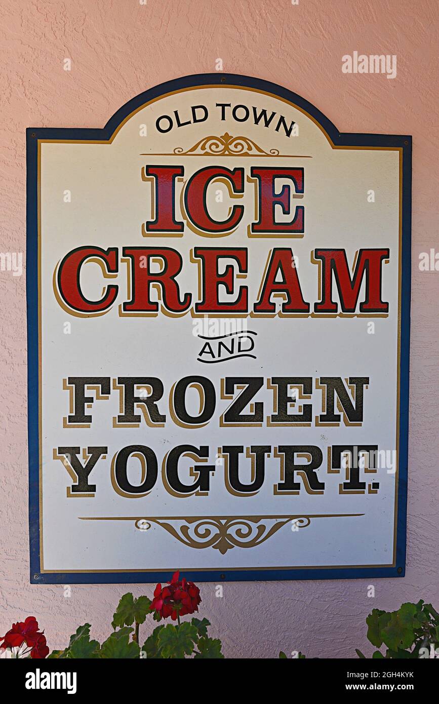 Hand painted vintage antique like sign at the Old Town a Colonial ...