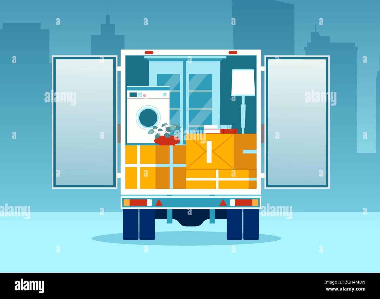 Boxes furniture new home Stock Vector Images - Alamy