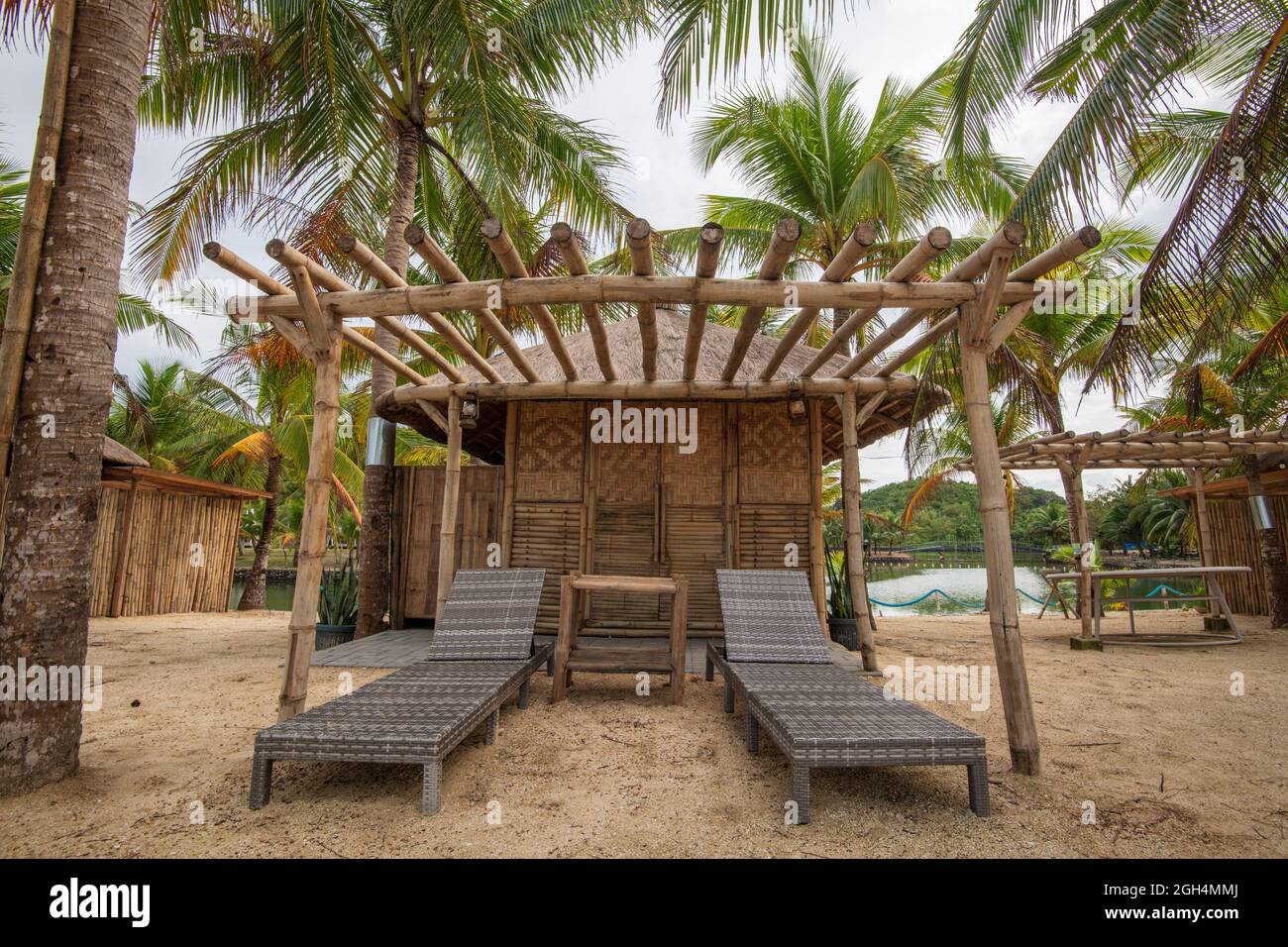 native bamboo house at the beach Stock Photo - Alamy
