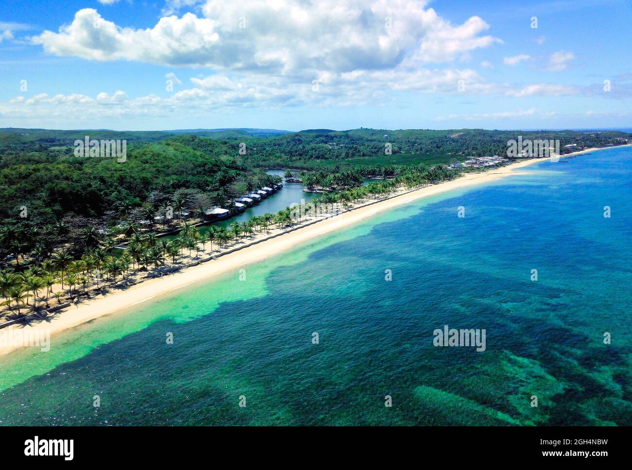 beach top view with lagoon, coconut, palm trees Stock Photo - Alamy