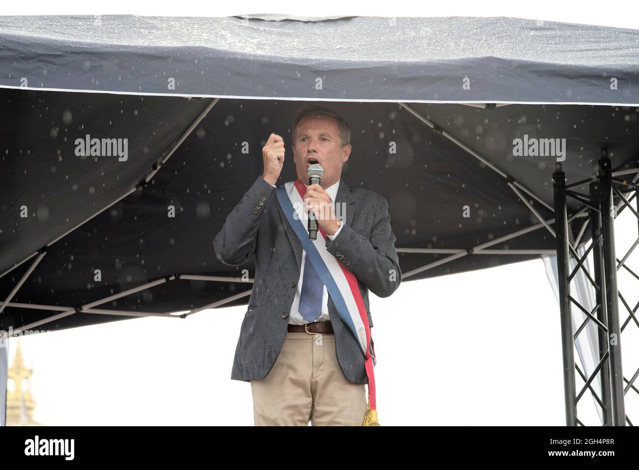 Paris, France. 4th Sep, 2021. Head of Debout la France and MP Nicolas ...