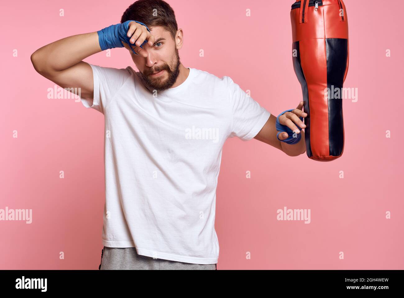 sports man boxing bandage workout exercise punch Stock Photo - Alamy