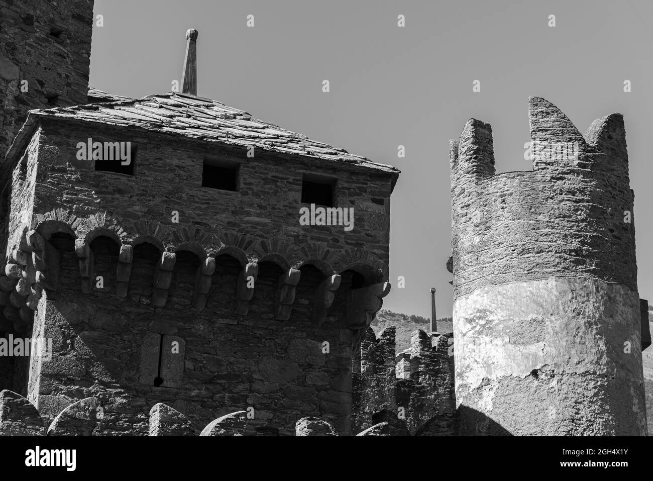 The castle of Fénis, located in the municipality of the same name, is ...