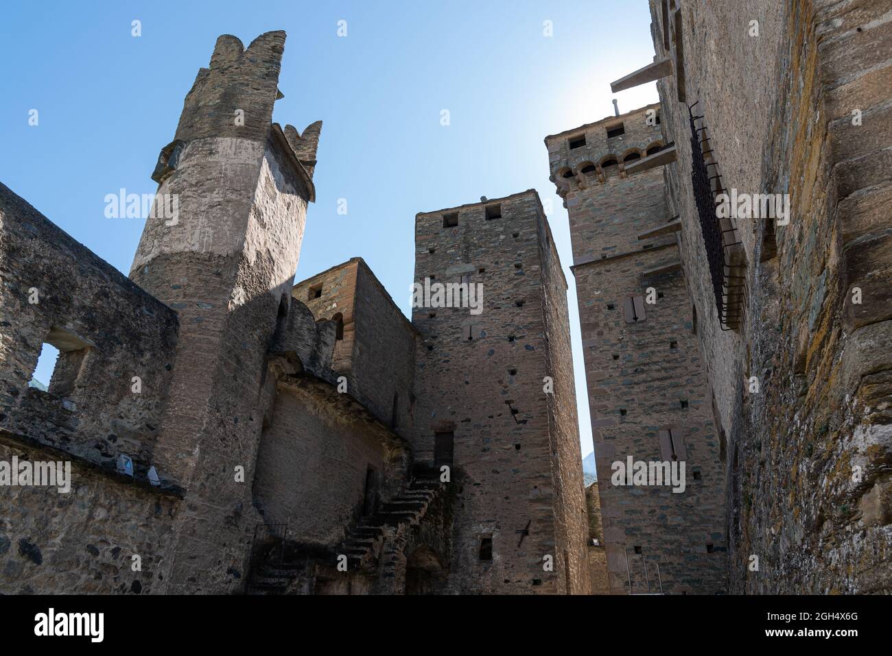 The castle of Fénis, located in the municipality of the same name, is ...