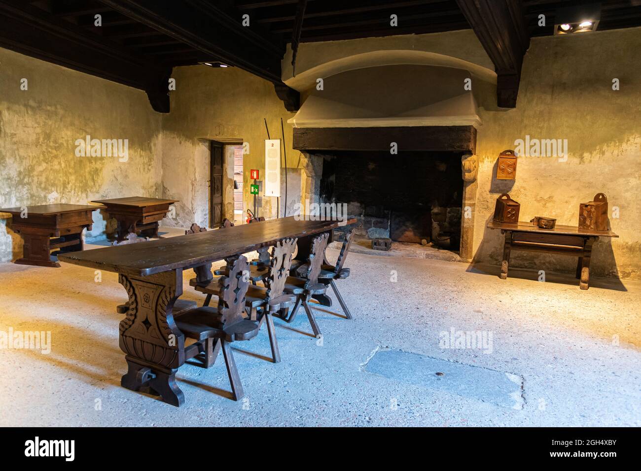 The castle of Fénis, located in the municipality of the same name, is ...