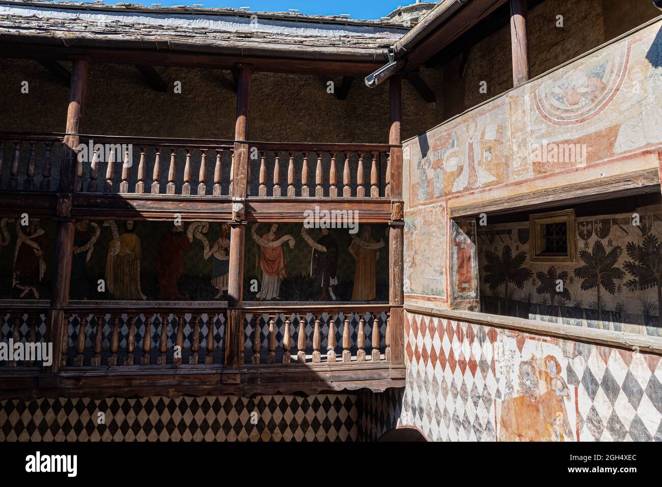 The castle of Fénis, located in the municipality of the same name, is ...