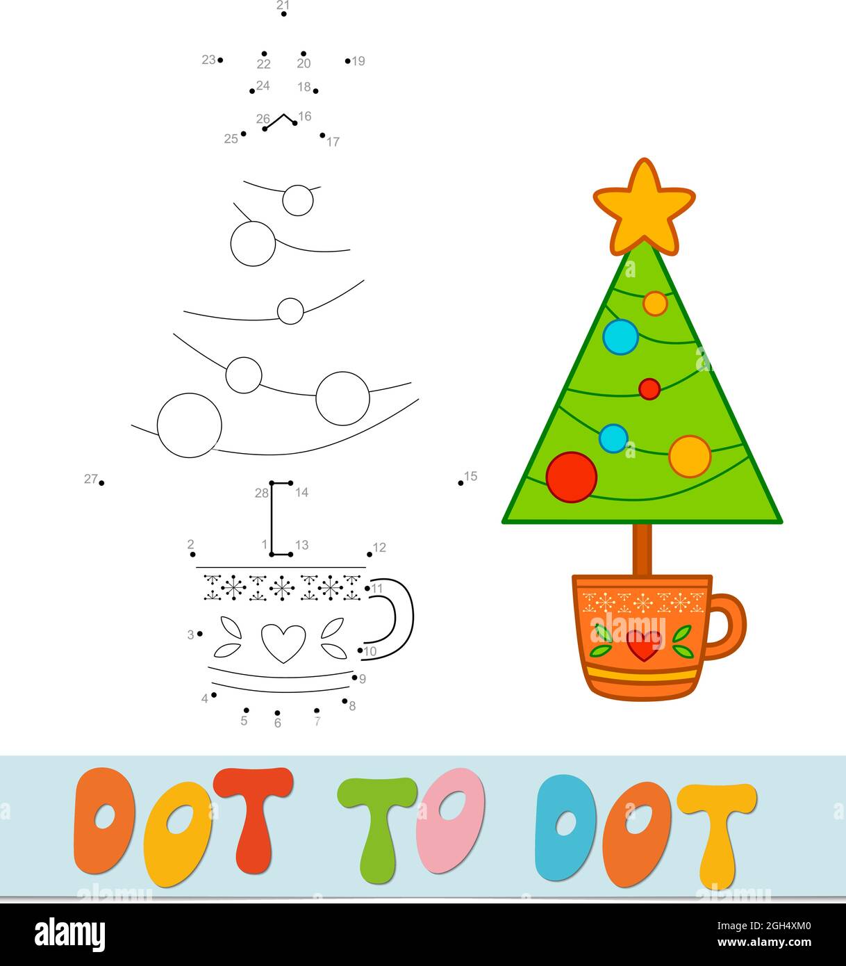 Dot to dot Christmas puzzle. Connect dots game. Christmas tree vector ...