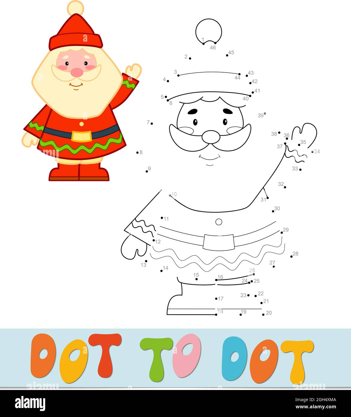 Dot to dot Christmas puzzle. Connect dots game. Santa claus vector ...