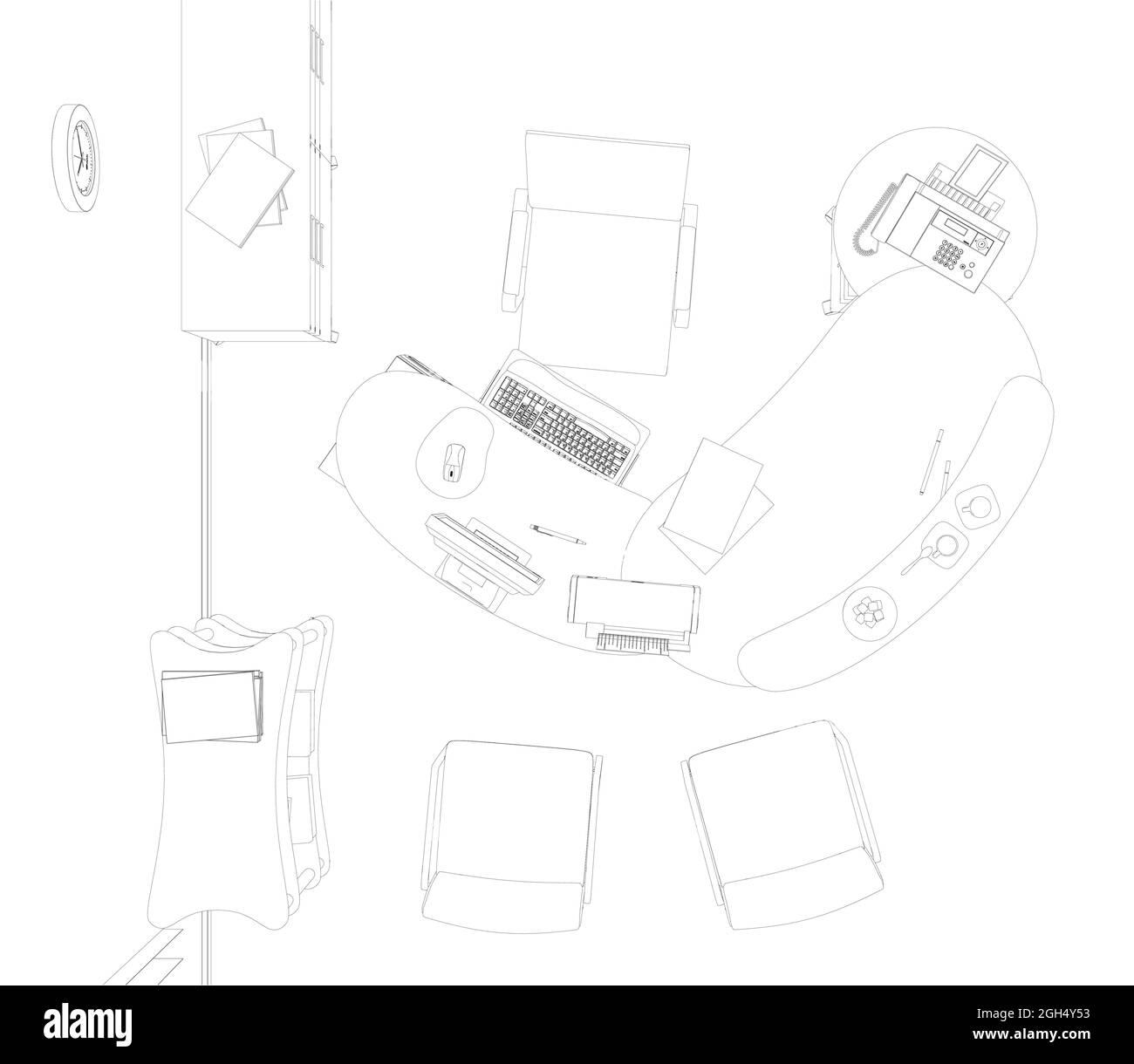 The contour of the workplace of an office worker with a computer ...