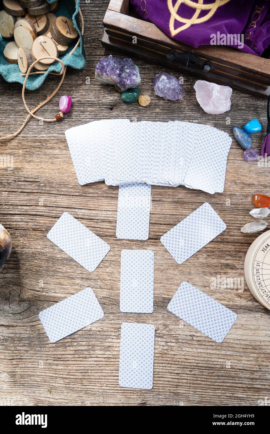 Fortune telling on tarot cards Stock Photo - Alamy