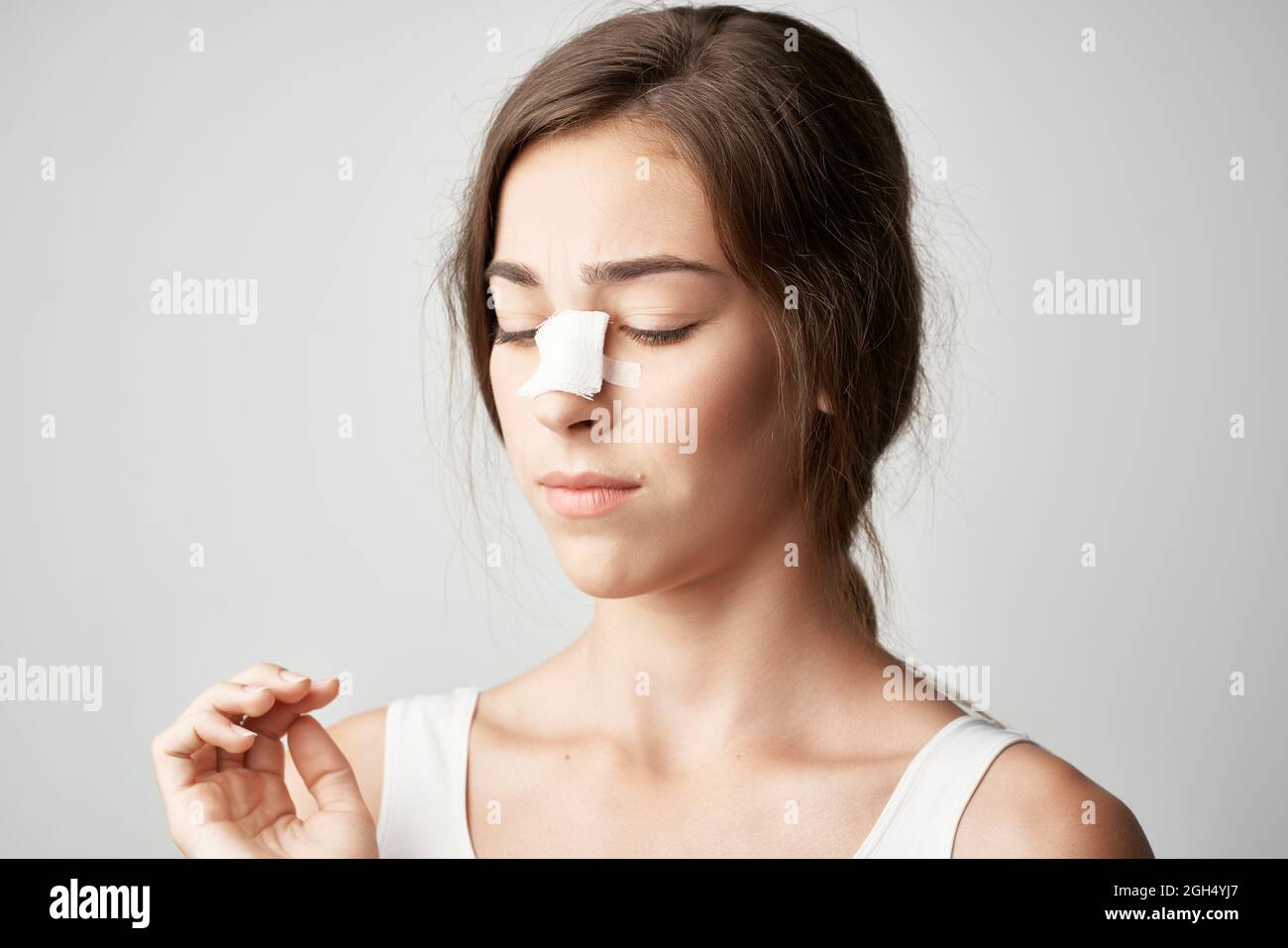woman with damaged nose injury treatment health medicine Stock Photo ...