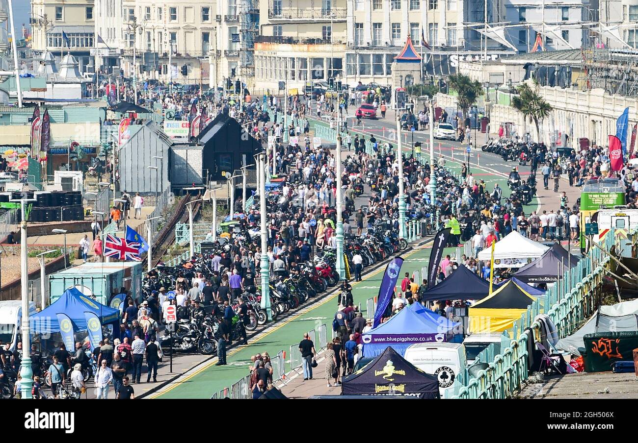 Brighton UK 5th September 2021 - Thousands of bikers at the Ace Cafe ...