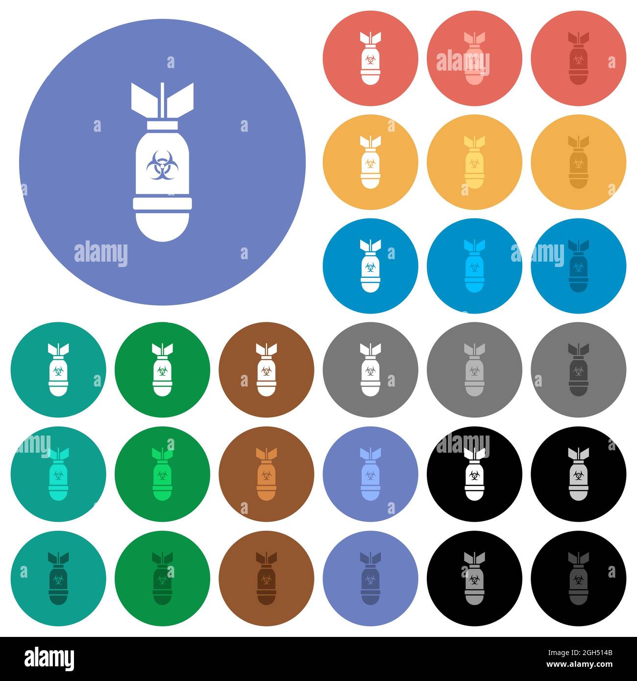 Biohazard bomb multi colored flat icons on round backgrounds. Included ...