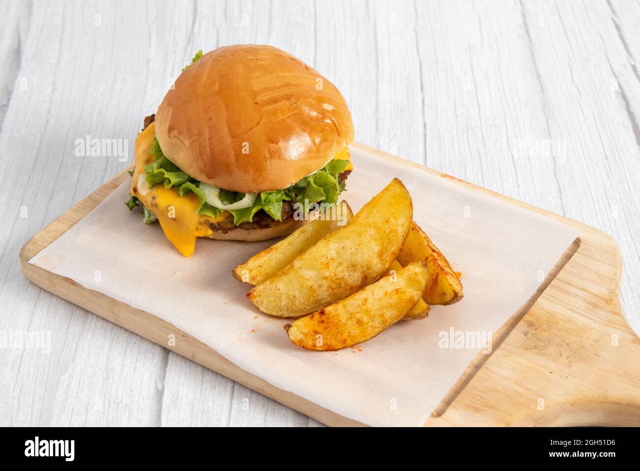burger with potato Stock Photo - Alamy