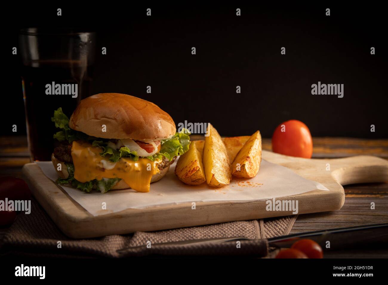 burger with potato Stock Photo - Alamy