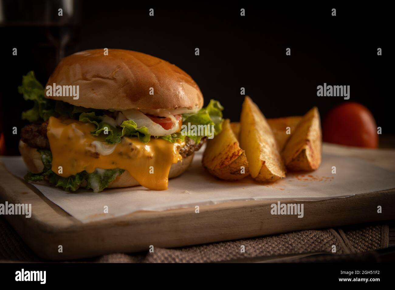 burger with potato Stock Photo - Alamy