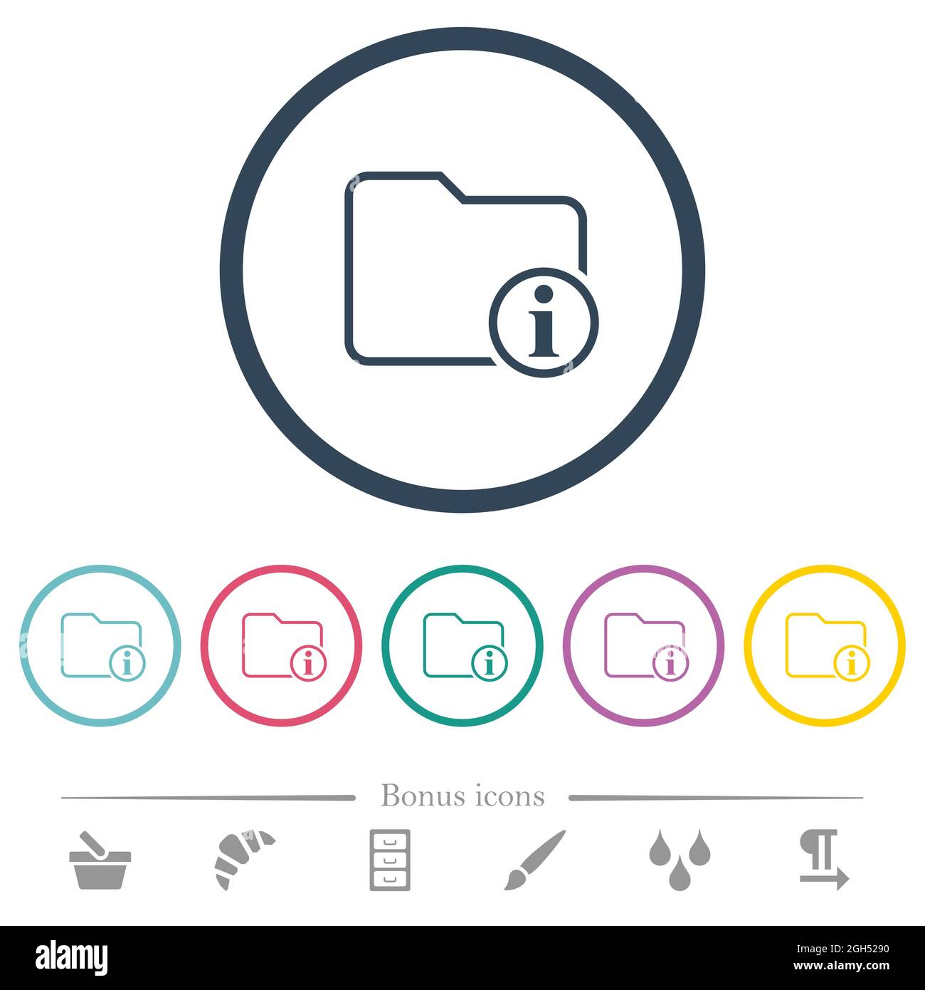 Directory Info Outline Flat Color Icons In Round Outlines 6 Bonus Icons Included Stock Vector