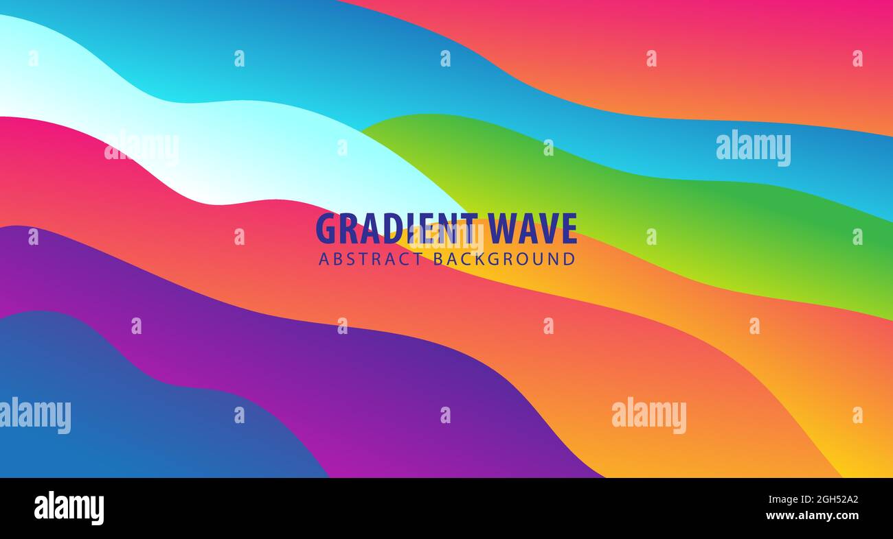Multicolor fluid wave layer with dynamic effect. Abstract colorful gradient background design ...