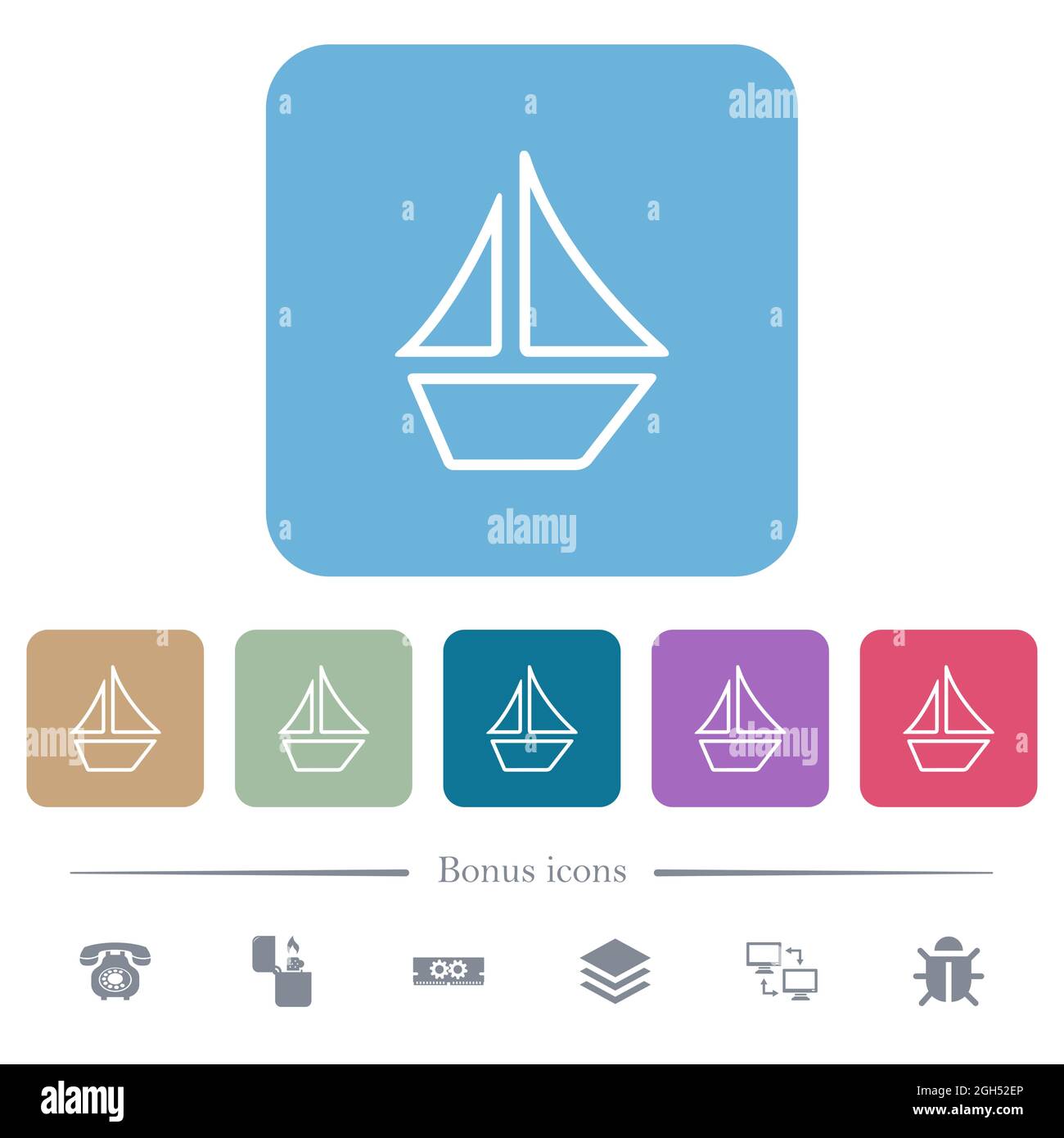 Sailboat Outline White Flat Icons On Color Rounded Square Backgrounds 6 Bonus Icons Included