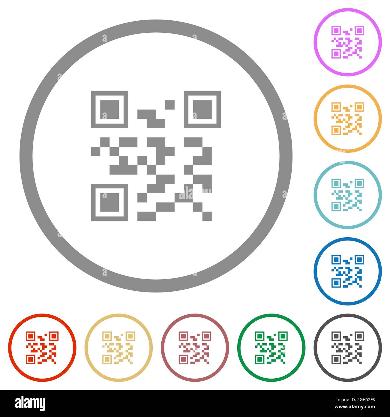 QR code flat color icons in round outlines on white background Stock ...
