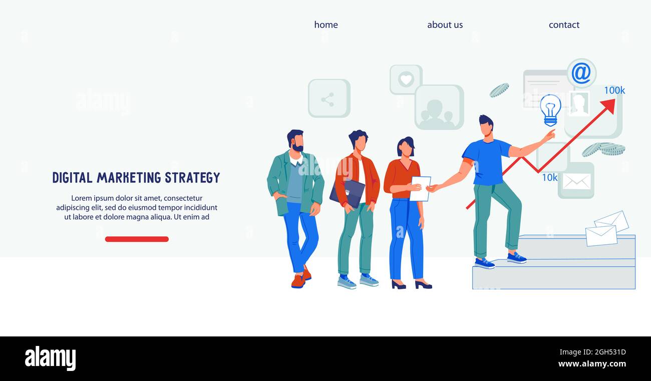 Digital social media marketing strategy website banner template, flat ...